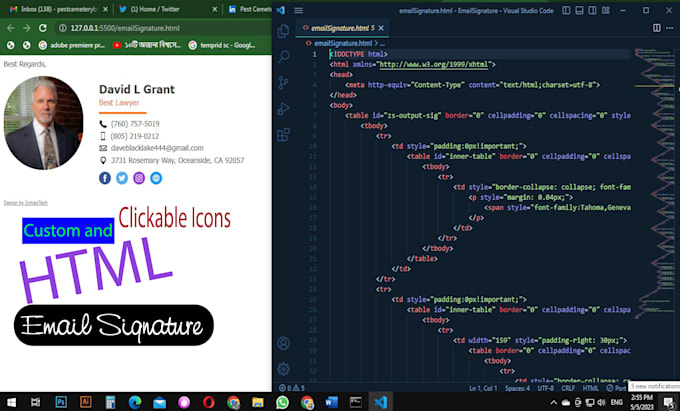 Create Clickable Html Email Signature Any Type Of Personal Or Business