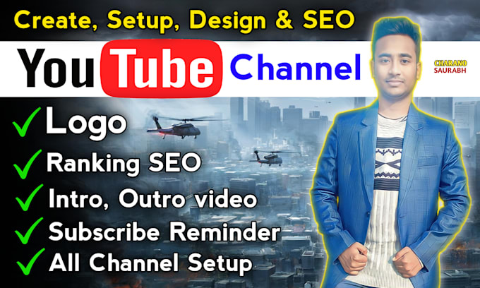 Create, setup youtube channel with logo, banner, intro, outro, full seo by Wahedbox | Fiverr