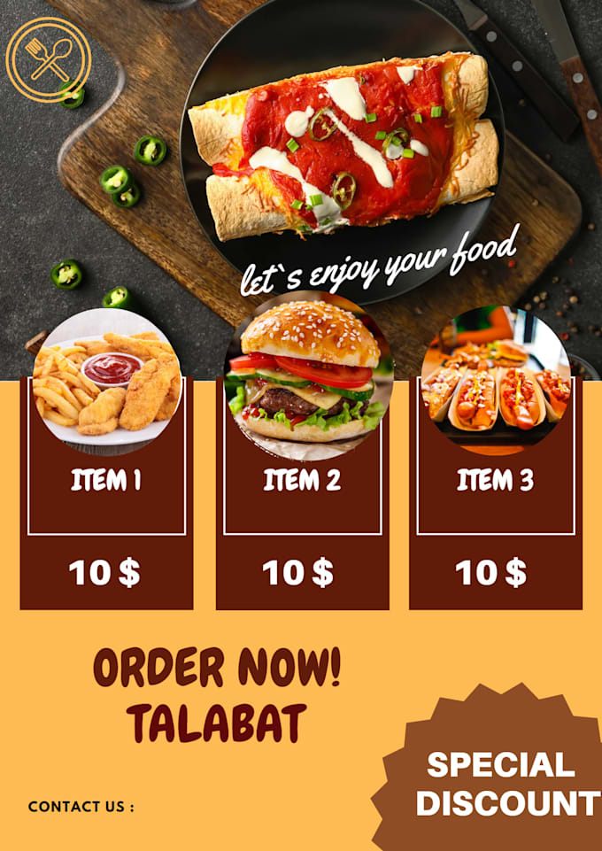 Design an amazing flyer, food menu, static restaurant menu by ...