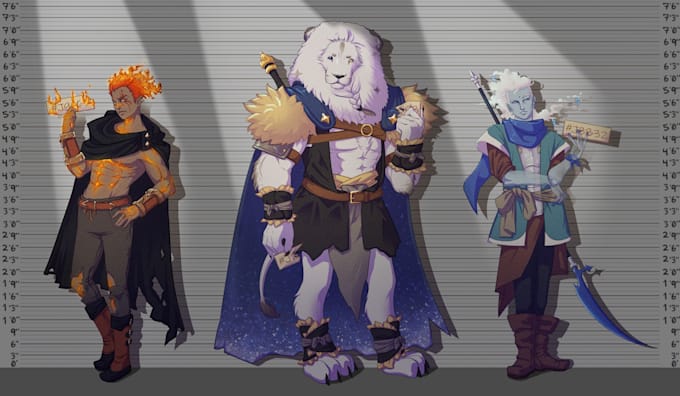 Draw a height line up of your characters, ocs, dnd by Koumaz_art | Fiverr