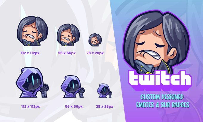 Custom Cute Chibi Twitch Emotes Sub Badges Animated Emotes By