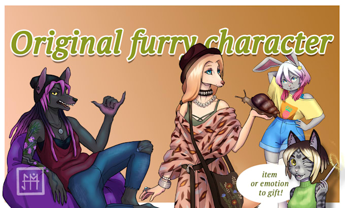 Draw furry character design with items by Shantymanya | Fiverr