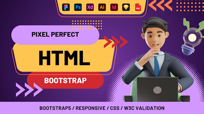 Convert figma to html, psd to html, xd to html bootstrap responsive by ...