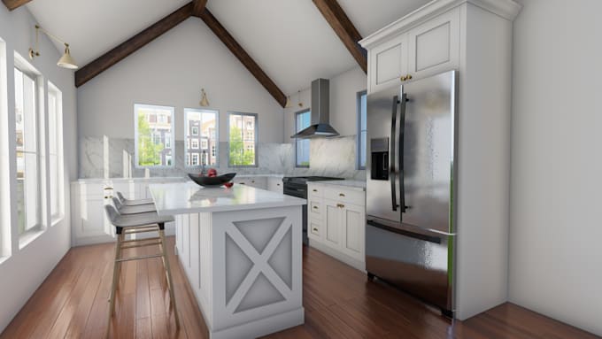 Professionally design modern 3d kitchen and realistic render by ...