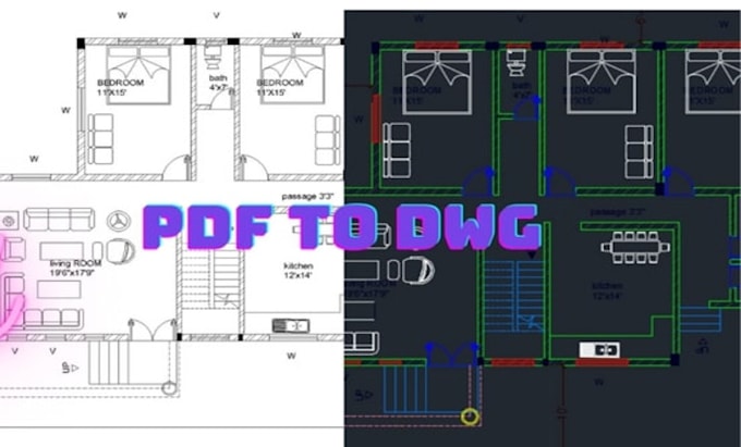 Convert pdf jpg and sketch to dwg in autocad by Humaboota | Fiverr