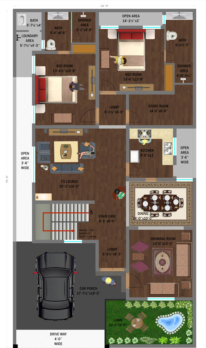 Make 2d floor plan in autocad by Rehan_ali8919 | Fiverr