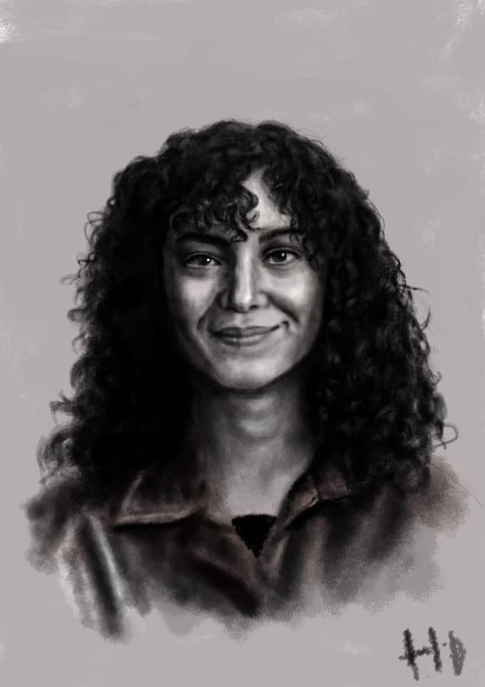 Draw realistic digital graphite portrait painting from photo by ...