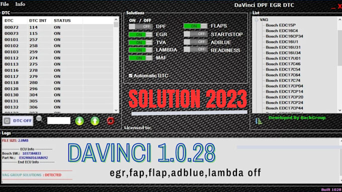 Remap edit your ecu software with davinci program egr dpf of by ...