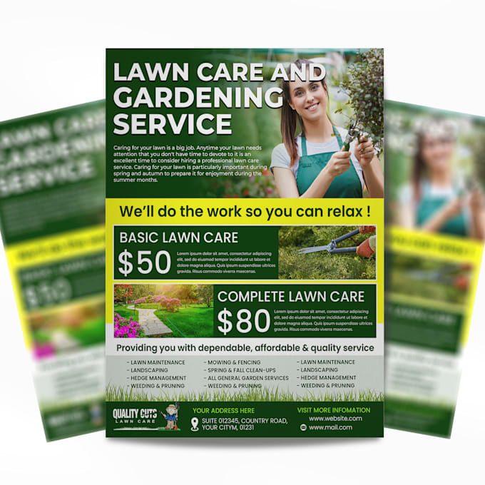 Design professional lawn care, landscape, irrigation flyers by Della112 ...