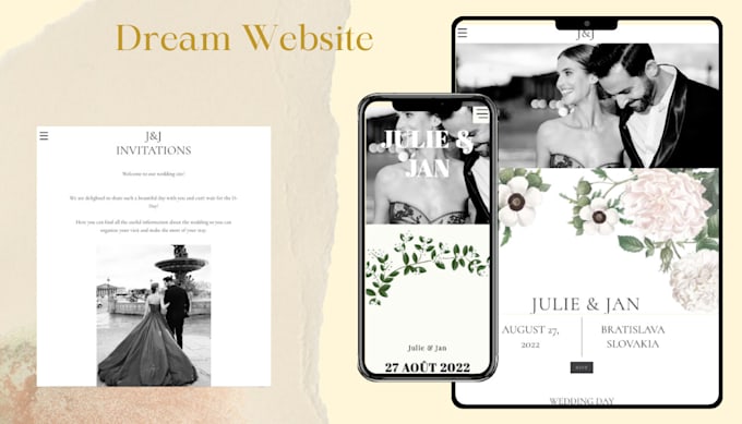 Make an elegant wedding invitation website by Julierosebrisso | Fiverr