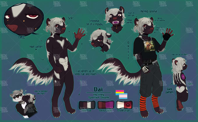 Draw a ref sheet of a humanoid, furry, or feral oc for you by Neon_teeth | Fiverr
