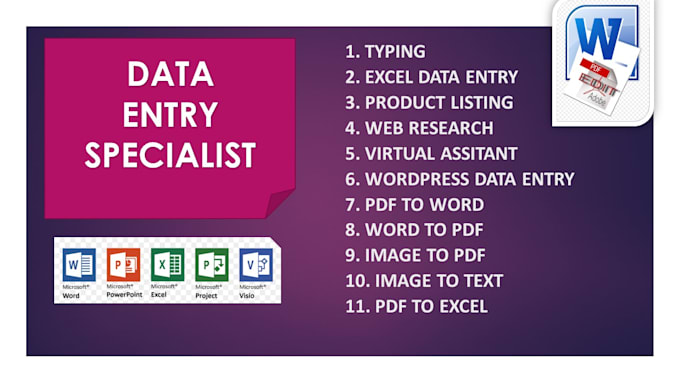 Do accurate excel, word data entry, convert pdf to excel by ...