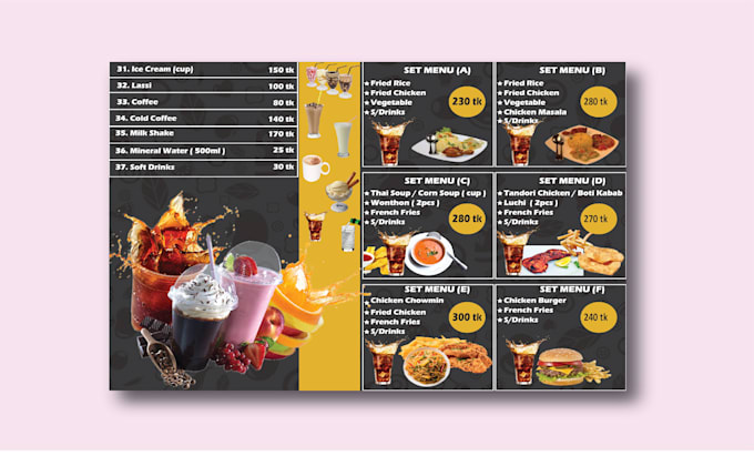 Do unique restaurant menu cards by Nazmulvuiya | Fiverr
