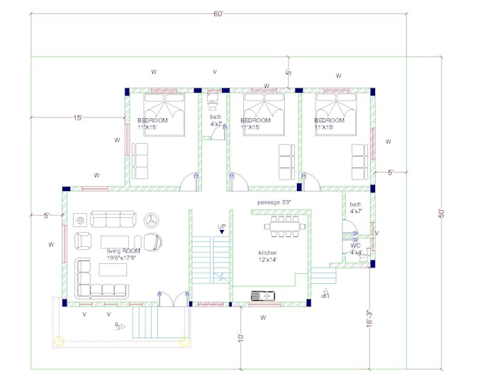 Redraw 2d floor plan in autocad or autocad drafting by Humaboota | Fiverr
