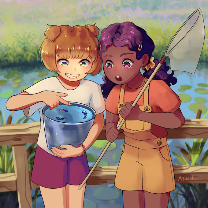 Draw colorful anime characters by Aquacher | Fiverr