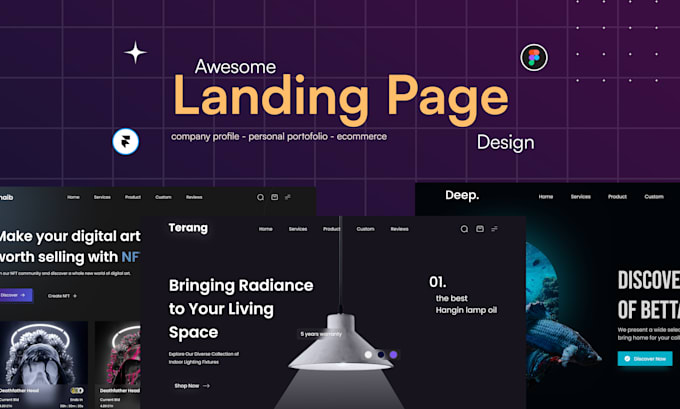 Create beautiful landing page design for you by Muhammad_hikaru | Fiverr