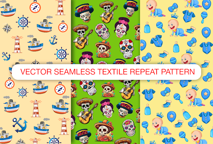 Unique vector seamless textile repeat pattern by E1graphics | Fiverr