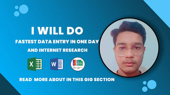 Do fastest data entry in one day, internet research by Aliraza7125 | Fiverr