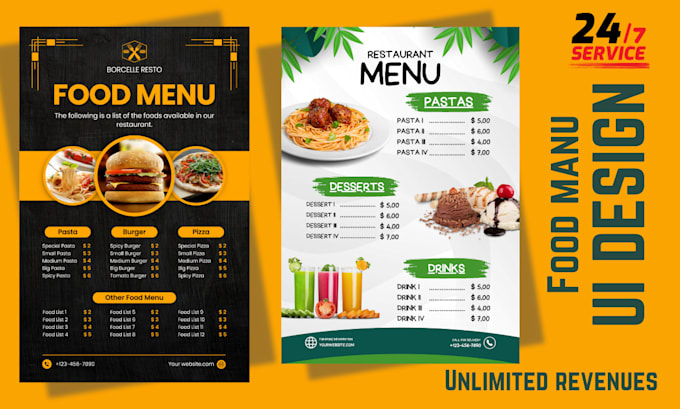 Design amazing food restaurant manu attractive restaurant food manu by ...