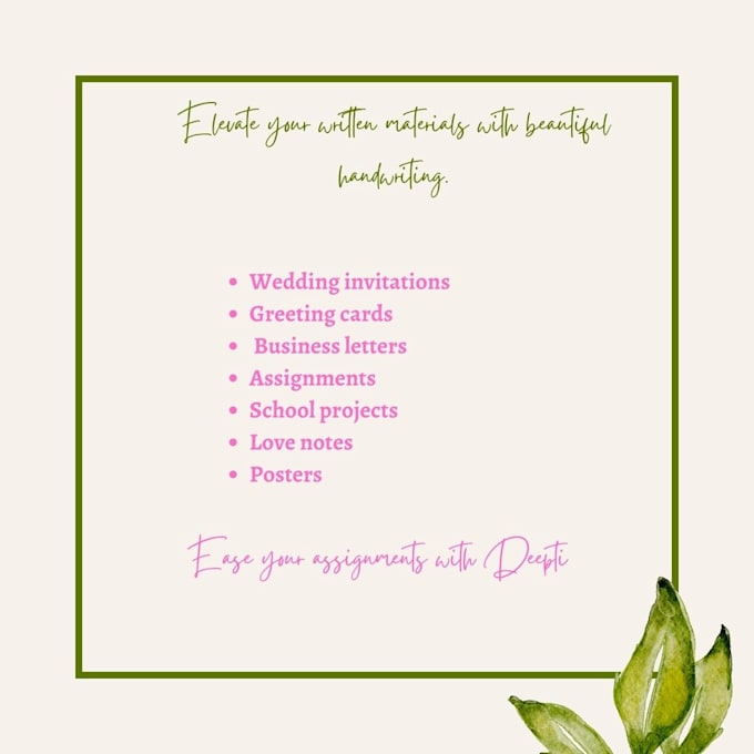 Write beautiful handwritten document as desired by you by ...