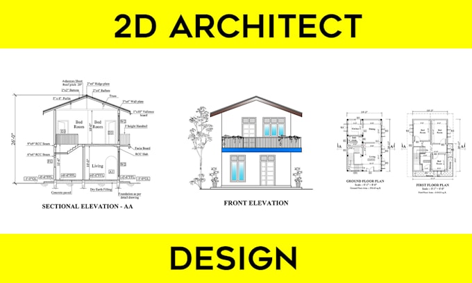 Architectural design and 2d drawing, section, floor plan by Muniques_en ...