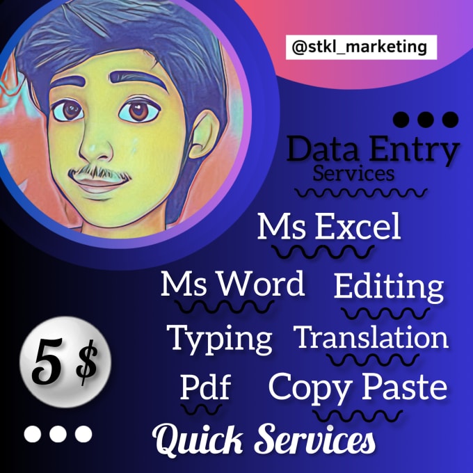 Do data entry typing work job, data entry copy paste job,excel,word,pdf ... Do data entry typing work job, data entry copy paste job,excel,word,pdf ...