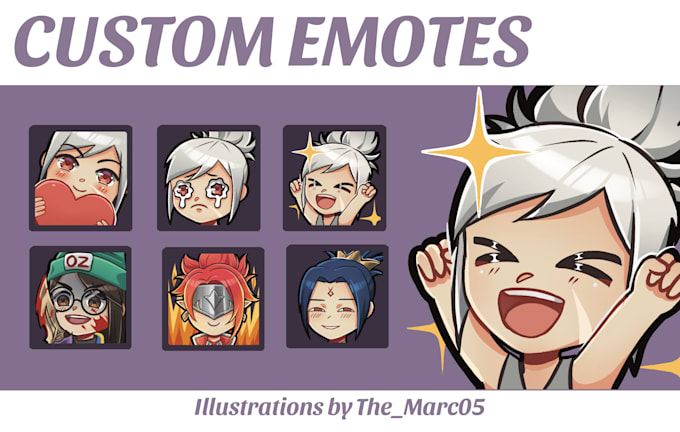 Custom twitch emotes with a quick tat by Themarc05 | Fiverr