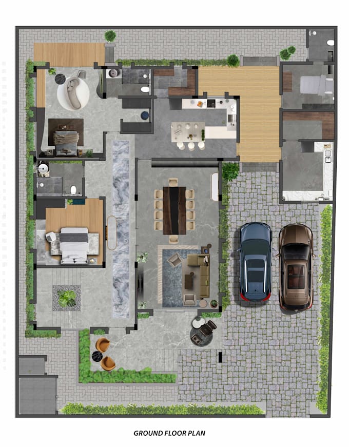 Do photorealistic floorplan photoshop renders by Reeshhh475 | Fiverr