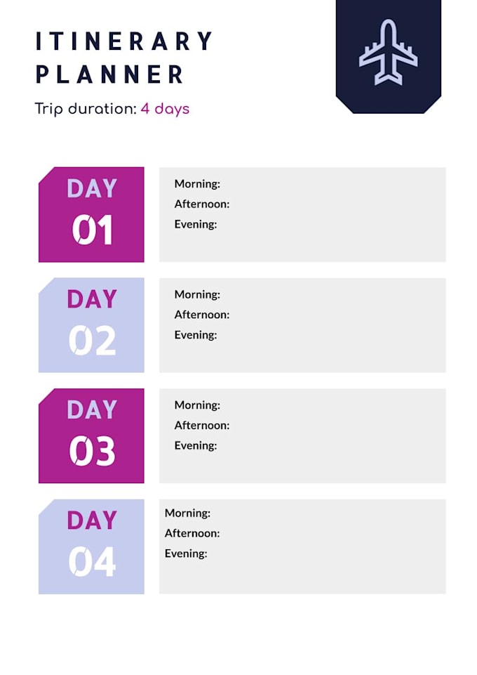 Create an itinerary for your next vacation by Ethanhill23 | Fiverr