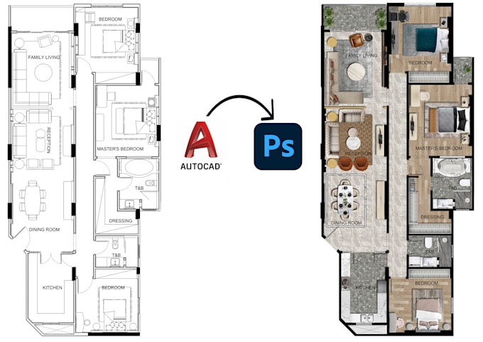 Make a 2d realistic rendering of your architectural plans,elevation in ...