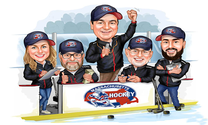 Draw professional group cartoon caricature for your business by ...