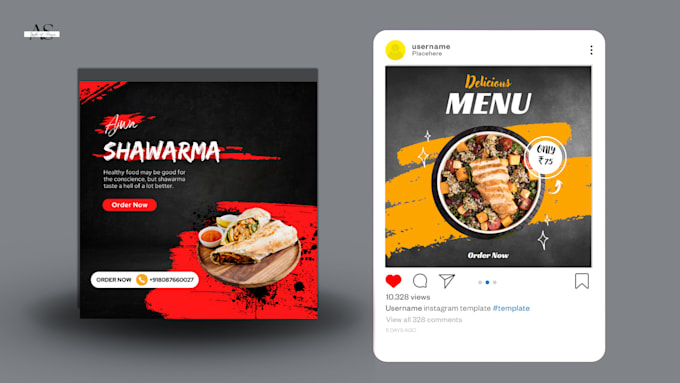 Design food menus, flyers, posters, instagram ads by Amansamadhan | Fiverr