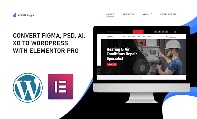 Convert figma, psd, ai, xd to wordpress with elementor pro by Linasaorpa | Fiverr