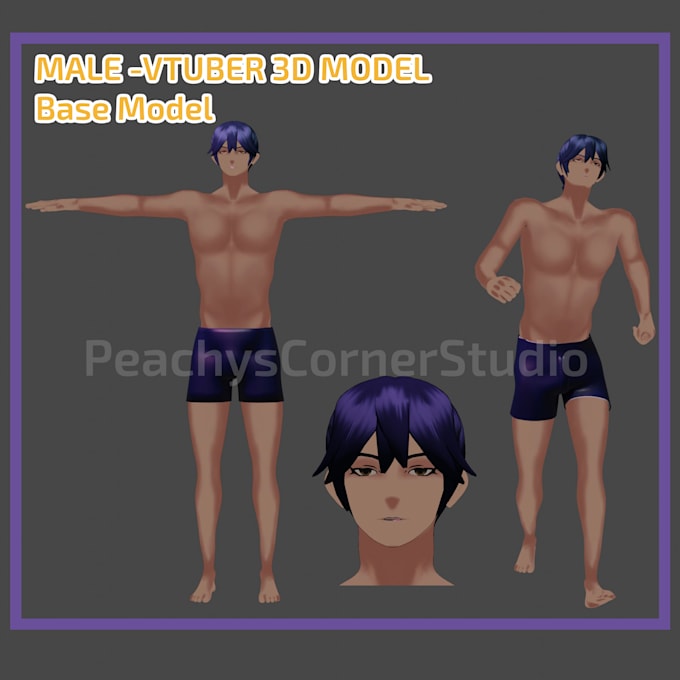 Sell base vtuber male with skin texture package by Mika_arts | Fiverr