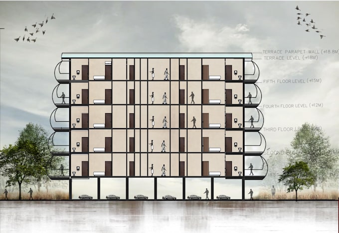 Render 2d floor plan, elevations and sections in photoshop by ...