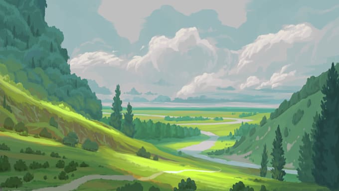 Paint stylized environment illustration or landscape by Elcrusader | Fiverr
