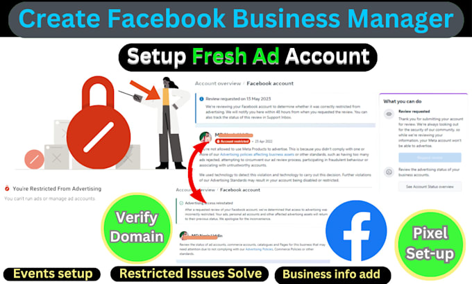 Create and fix facebook business manager, setup fresh ad account by Abbasali1991 | Fiverr