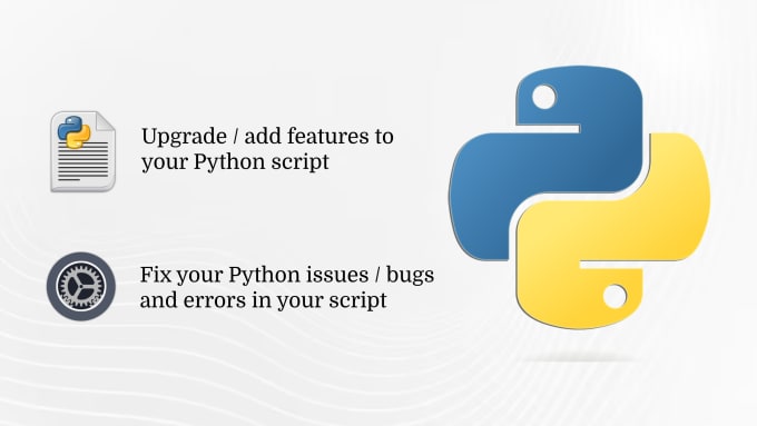 Fix your python script issues and bugs by Codeexe | Fiverr Fix your python script issues and bugs by Codeexe | Fiverr