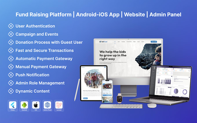Develop crowdfunding android ios app website admin panel by ...