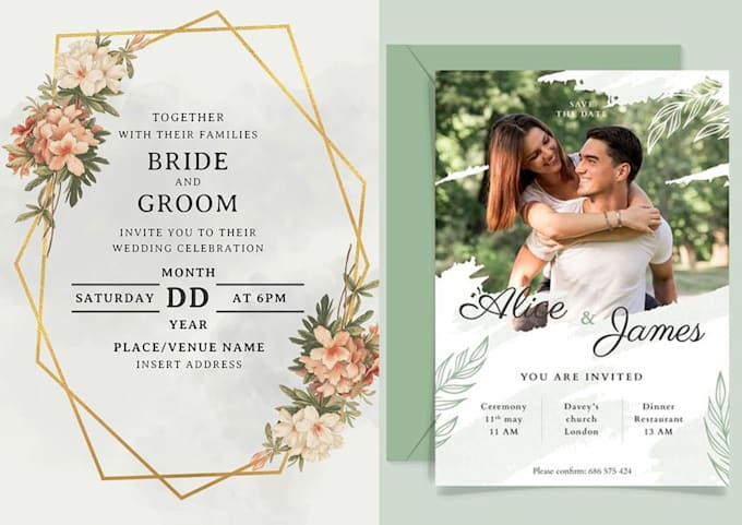 Design a chic unique wedding invitation by Ginajosephgj | Fiverr