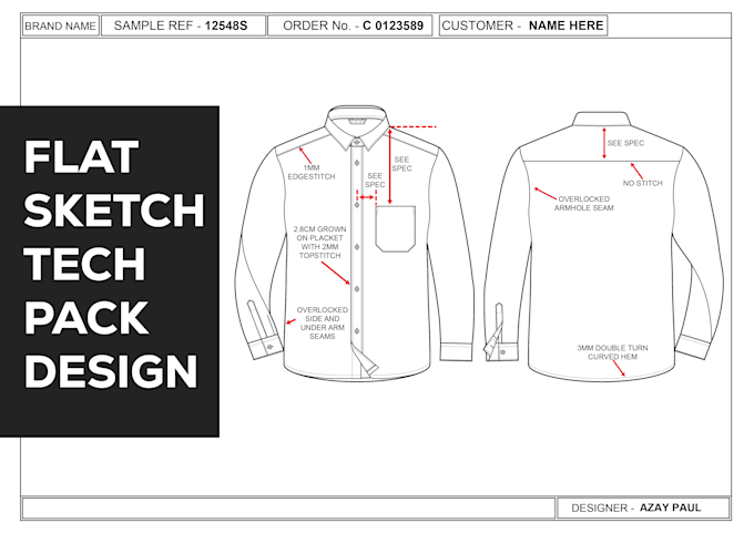 Create flat sketches and tech pack designs for clothing by Azaykumarpaul | Fiverr
