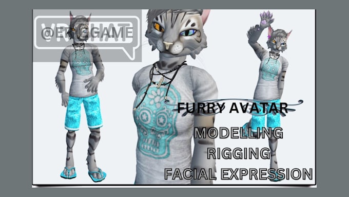 Create well detailed furry avatar,vrchat avatar model, vr character ...