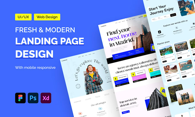 Design modern custom website ui mobile app design landing page ui ux design by Flamekast | Fiverr