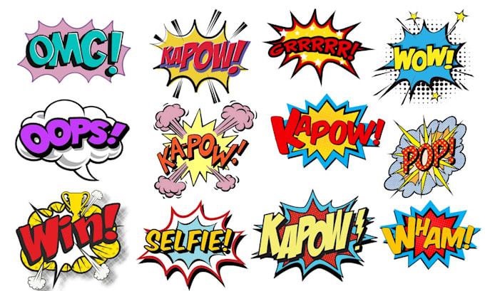 Design pop art slogan logo comic words pop art by Ahsanarain634 | Fiverr