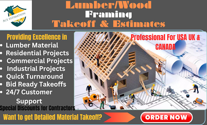 Do lumber framing, wood framing, material takeoff and cost estimation by Ace_estimator | Fiverr