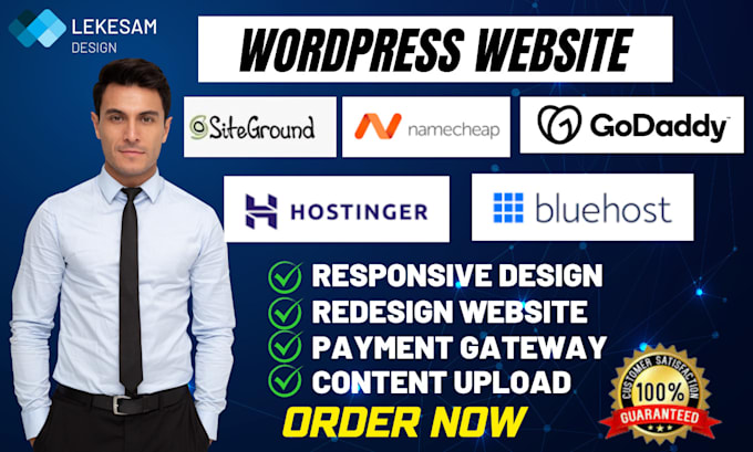 Design wordpress website on hostinger hostgator godaddy bluehost namecheap by Lekesam | Fiverr