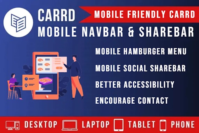 Build a mobile navbar and sharebar for your carrd website by Netbuddypro | Fiverr