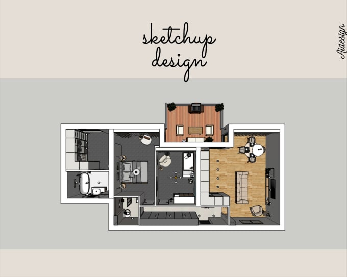 Create 3d Floor Plan House Or Kitchen Furniture In Sketchup By Ancaigret Fiverr