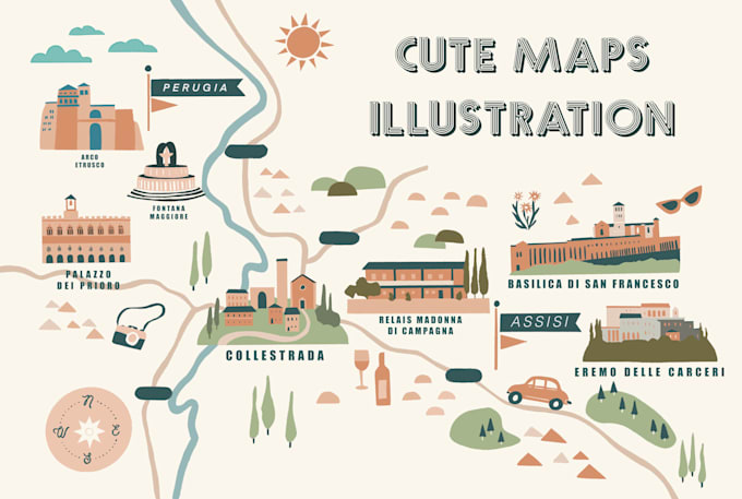 Create cute detailed 2d map illustration for you by Fadhilaulfa | Fiverr