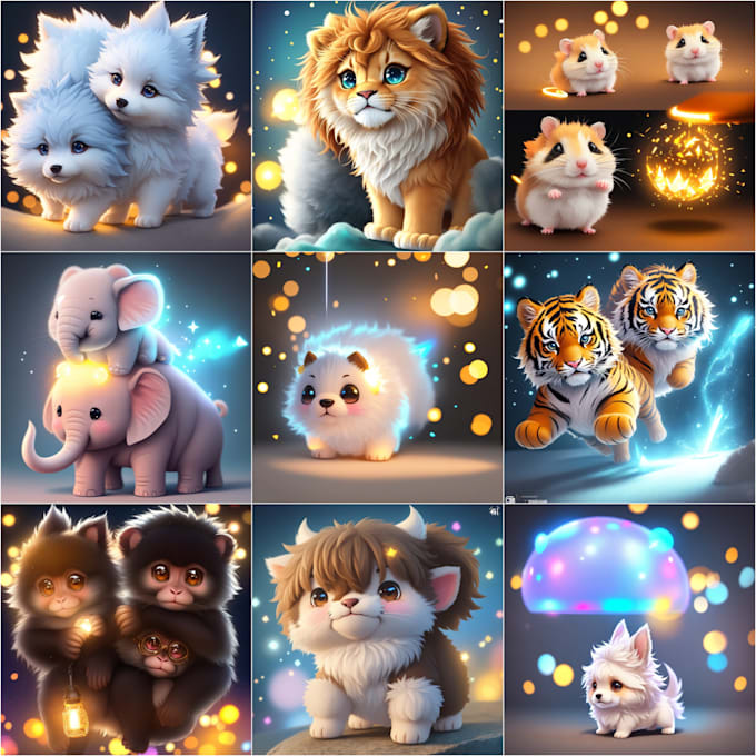 Make hyperrealistic cute animals chibi style by Rrapli | Fiverr